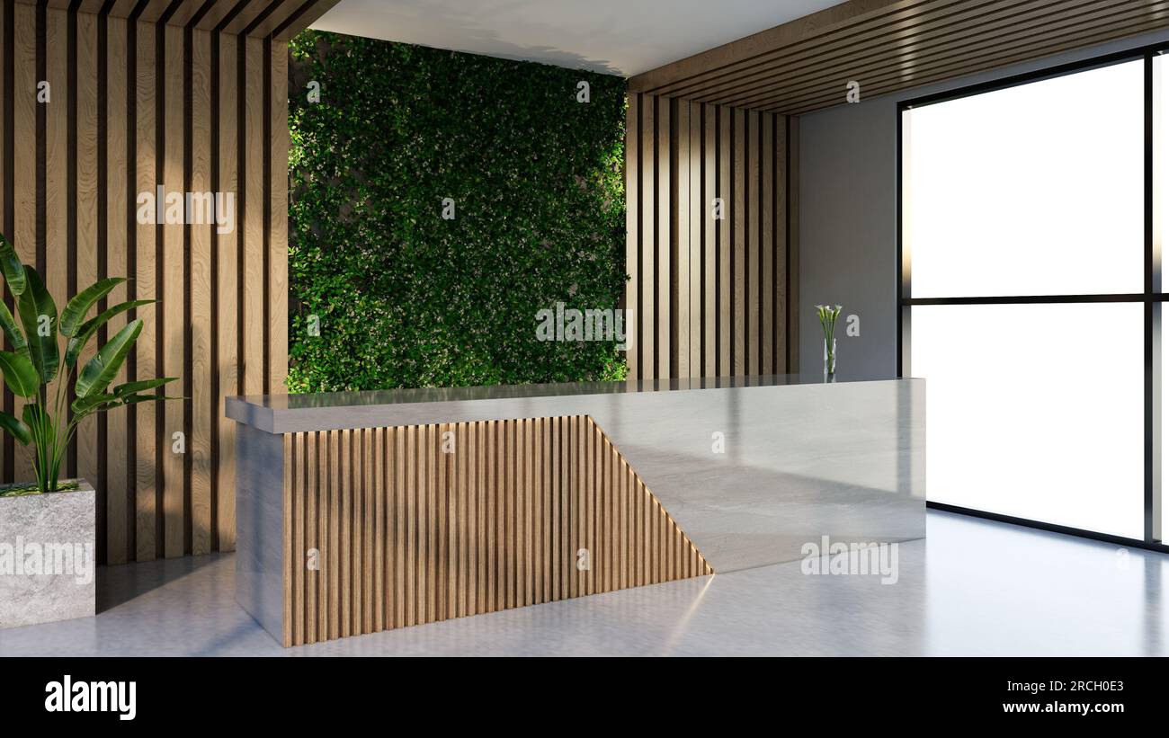 Interior design contemporary and luxurious modern reception desk, 3D ...