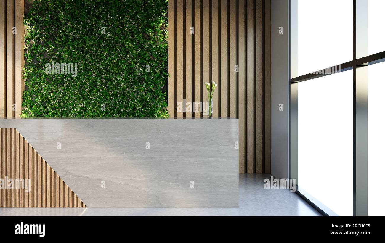 Interior design contemporary and luxurious modern reception desk, 3D ...