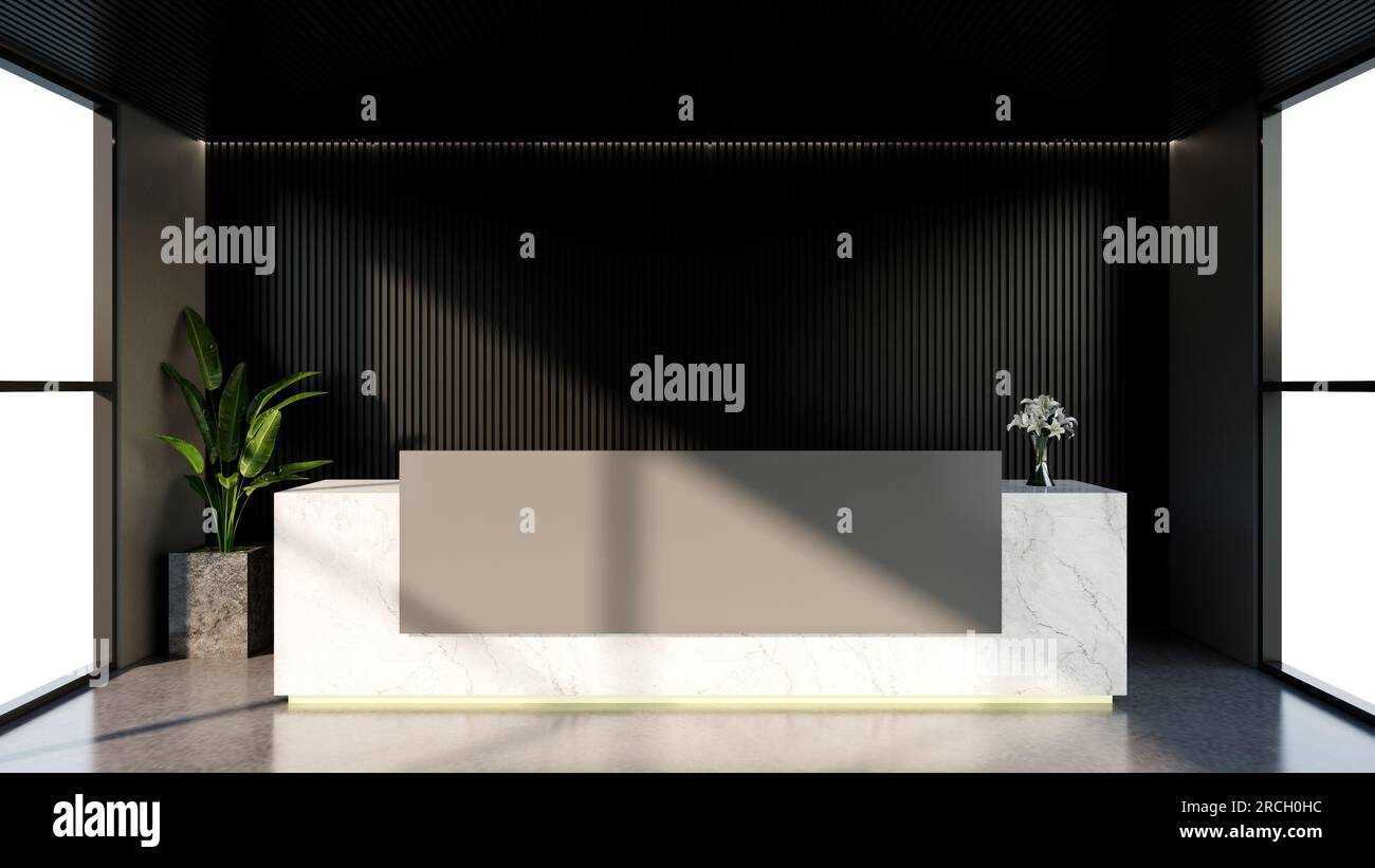 Interior design contemporary and luxurious modern reception desk, 3D ...