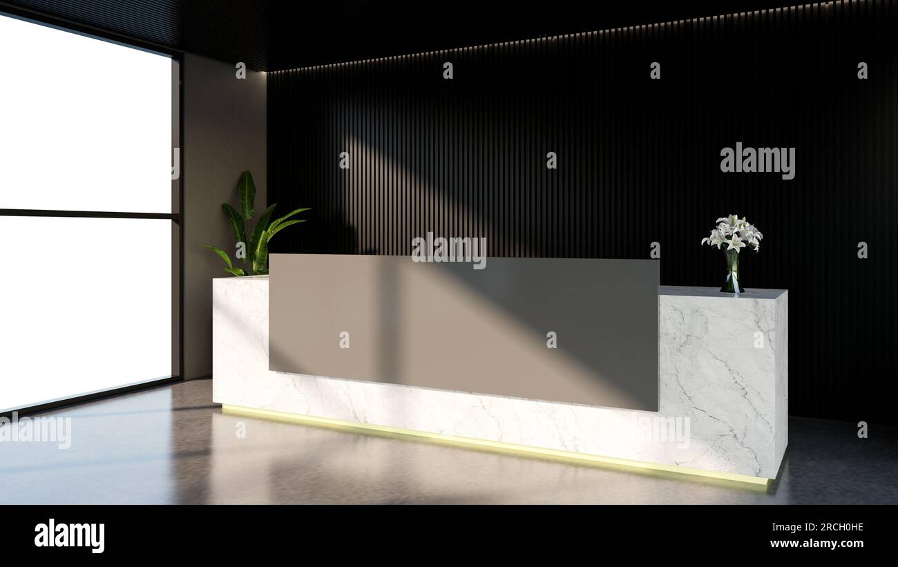 Interior design contemporary and luxurious modern reception desk, 3D ...