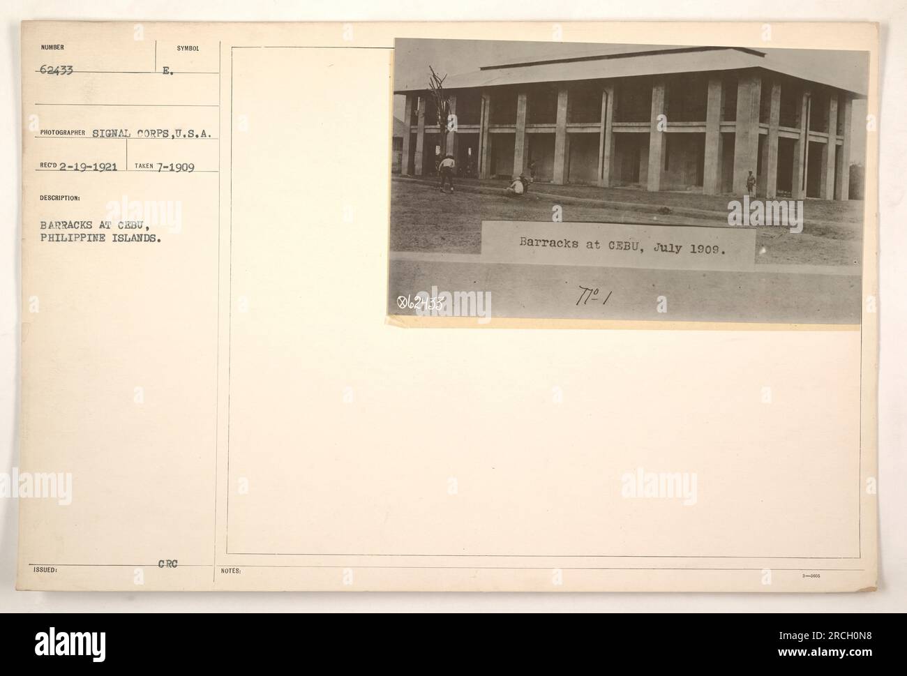 Barracks at Cebu, Philippine Islands in July 1909. This photograph ...