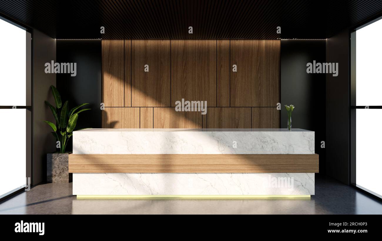 Interior design contemporary and luxurious modern reception desk, 3D ...