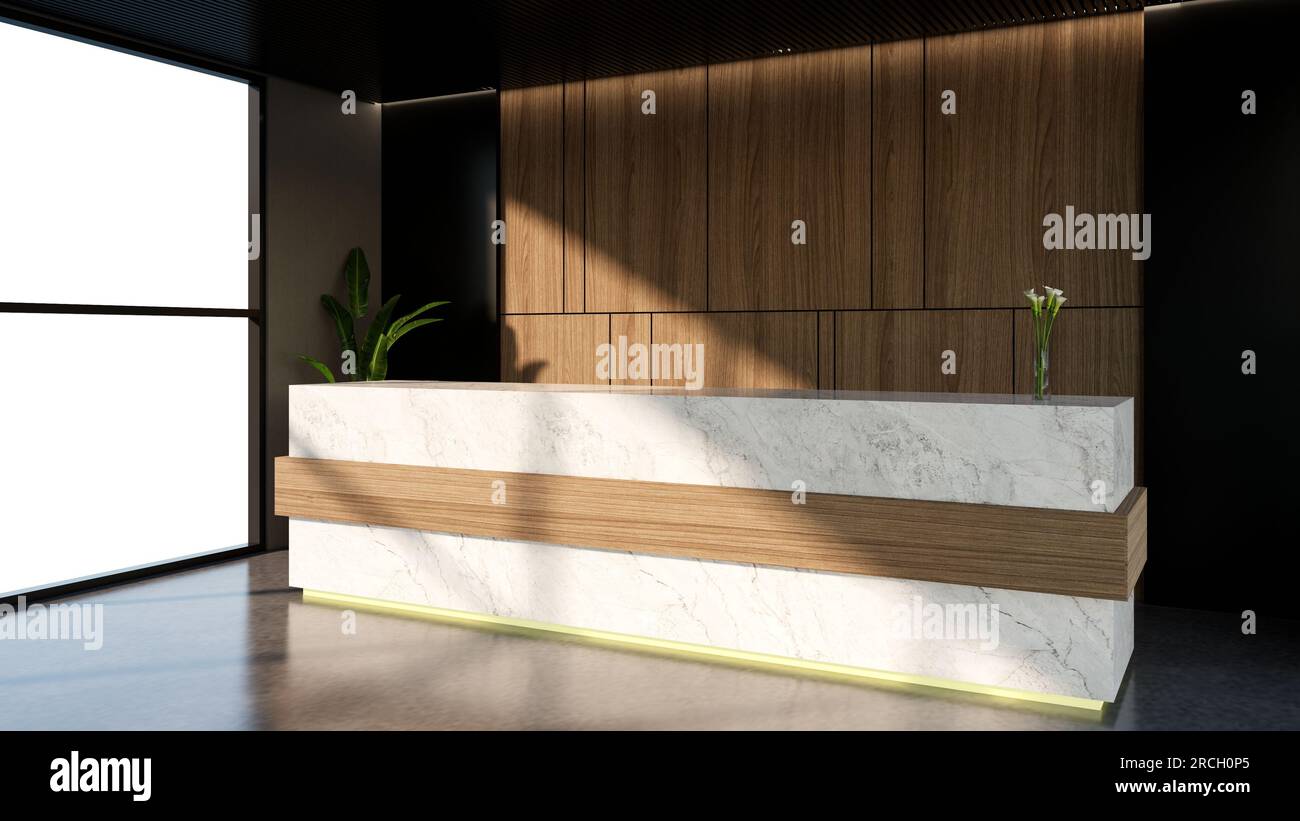 Interior design contemporary and luxurious modern reception desk, 3D ...