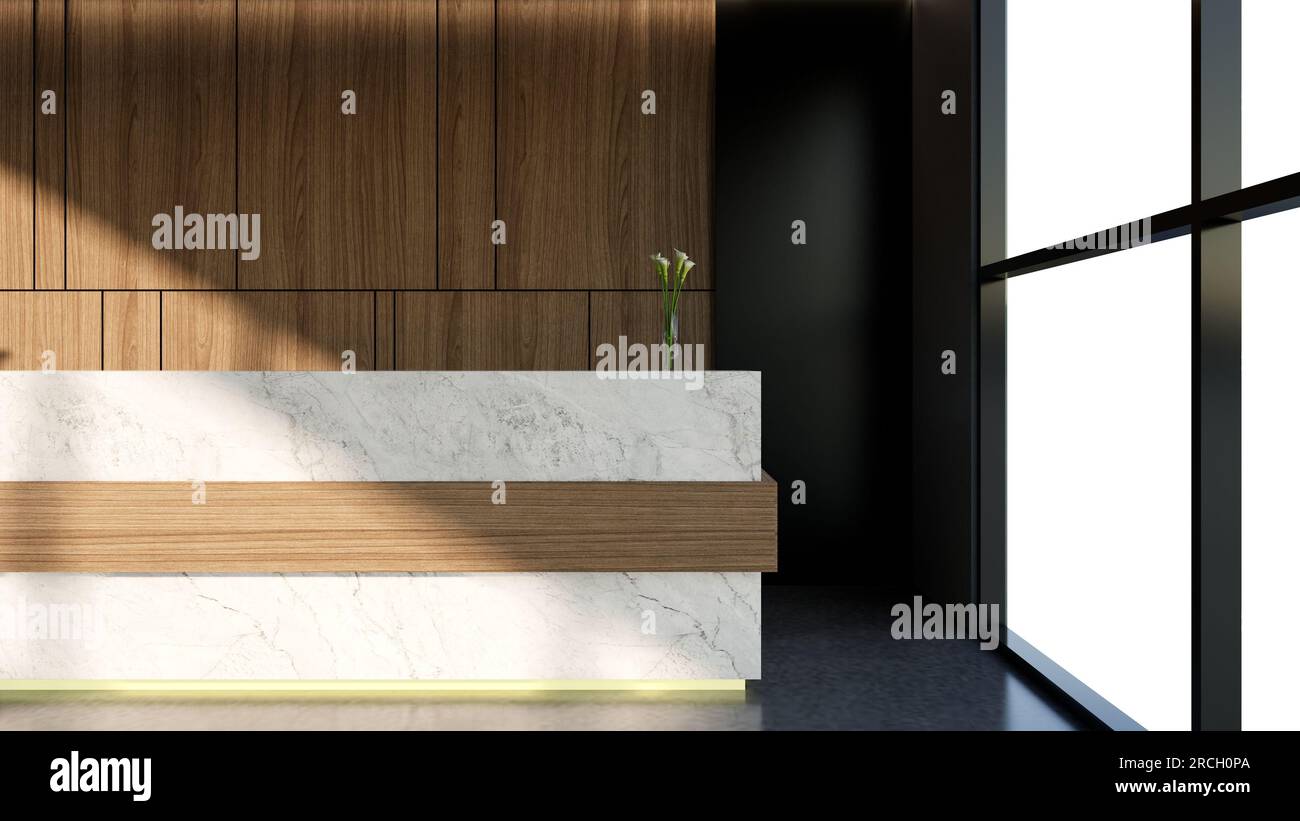 Interior design contemporary and luxurious modern reception desk, 3D ...