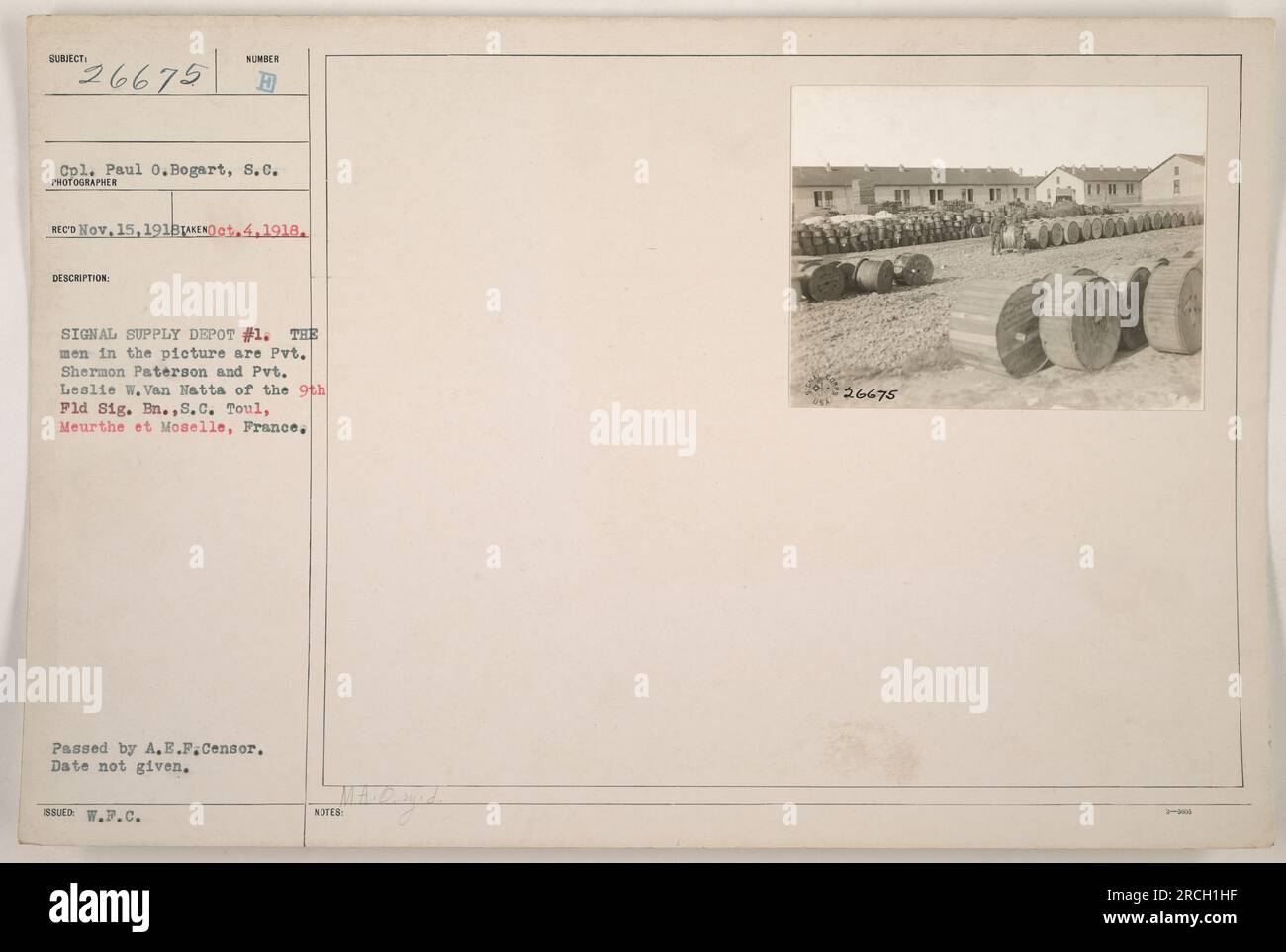 Cpl. Paul O. Bogart took this photo at Signal Supply Depot #1 during ...