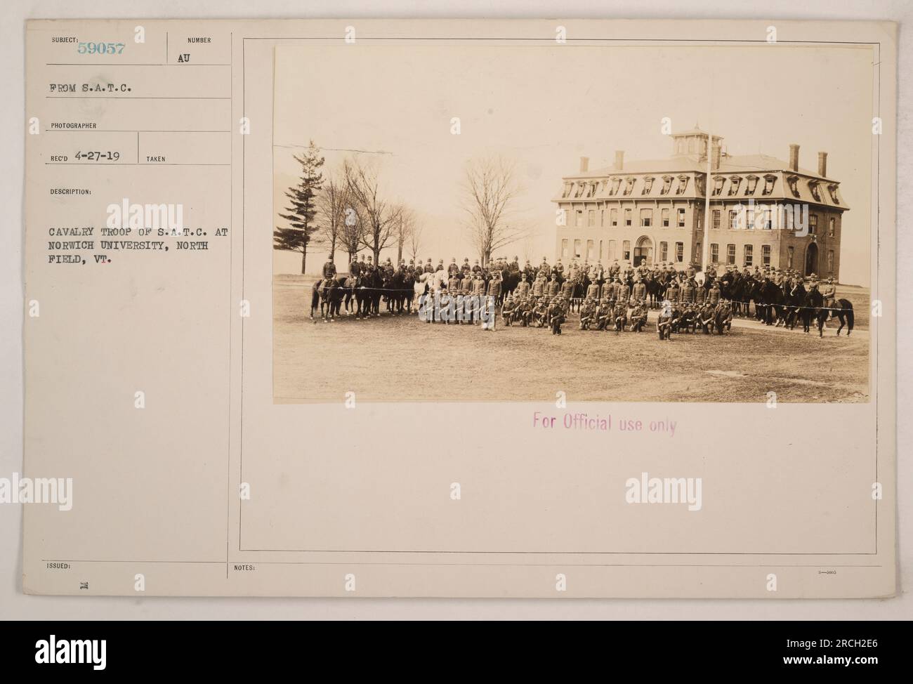 Cavalry troop of the Student Army Training Corps (S.A.T.C.) at Norwich ...