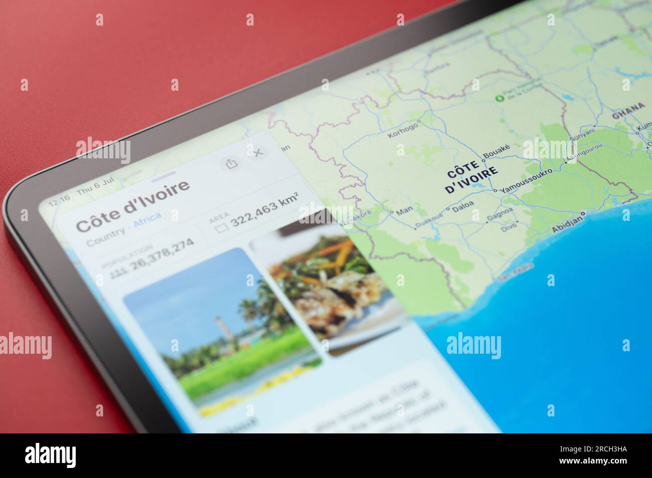 New York, USA - July 6, 2023: Contour of Cote Divoire country on world ...