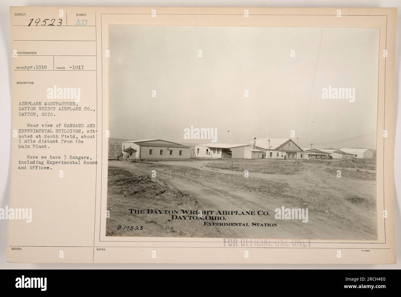 Rear view of the hangars and experimental buildings at the Dayton ...