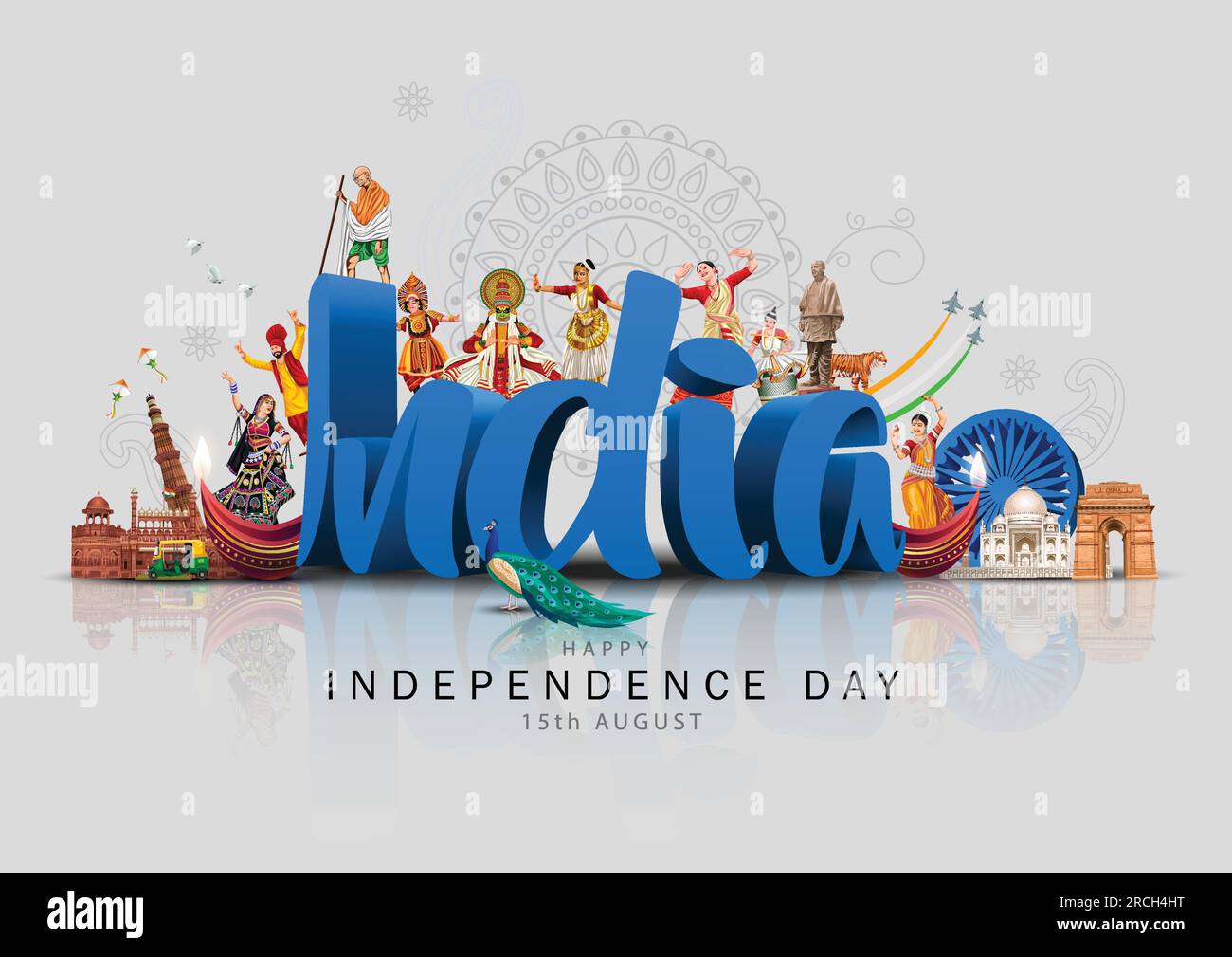 happy independence day India greetings.3d blue letter with indian ...