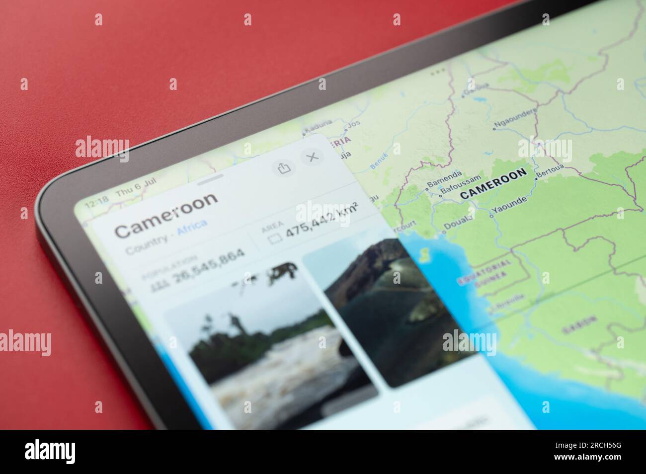 New York, USA - July 6, 2023: Contour of Cameroon country on world map ...