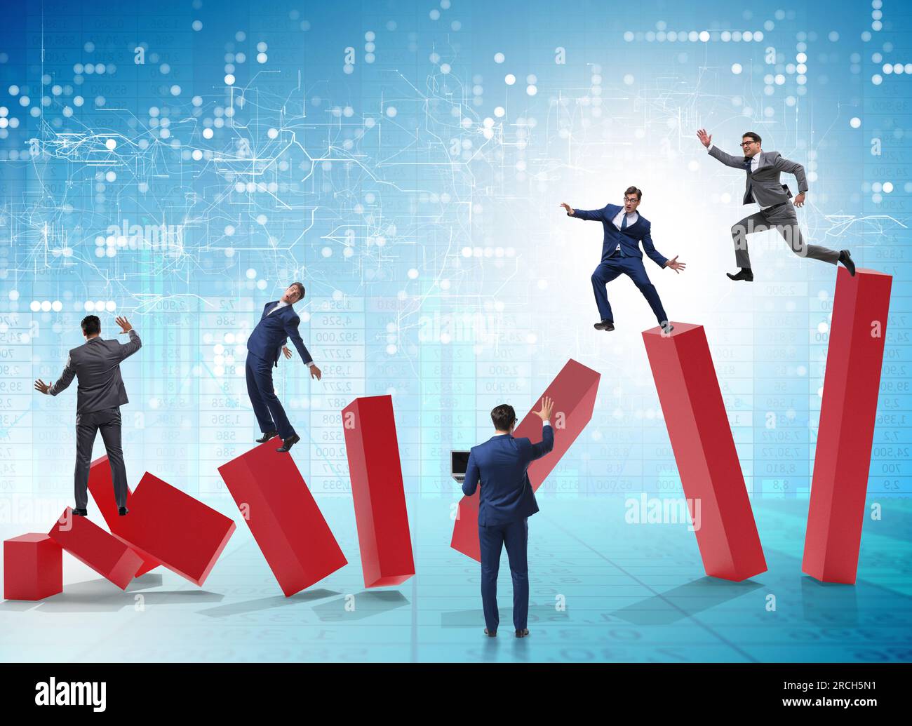 Business people in the collapsing economy concept Stock Photo - Alamy