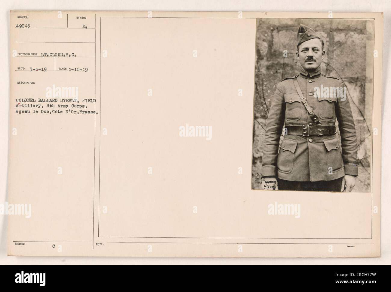 Colonel Ballard Dyerly, of the Field Artillery, 8th Army Corps, is ...