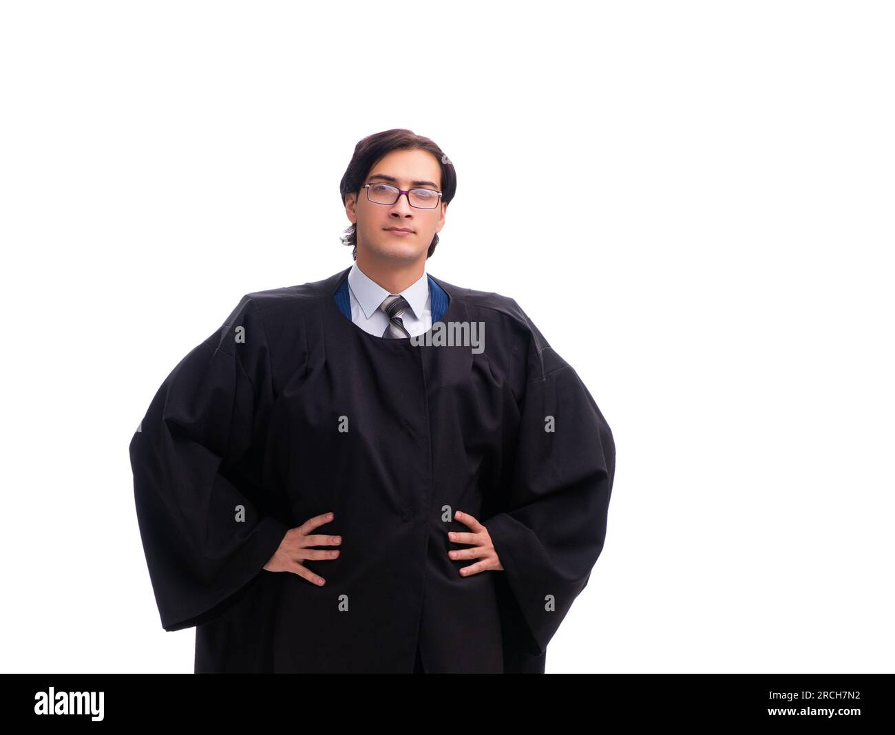 The young handsome judge isolated on white Stock Photo - Alamy