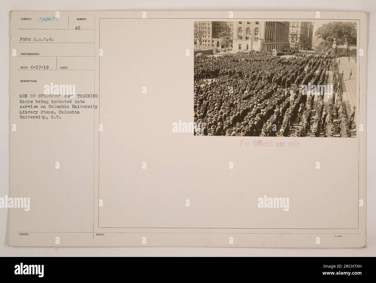 Men of the Students' Army Training Corps being officially enlisted into ...