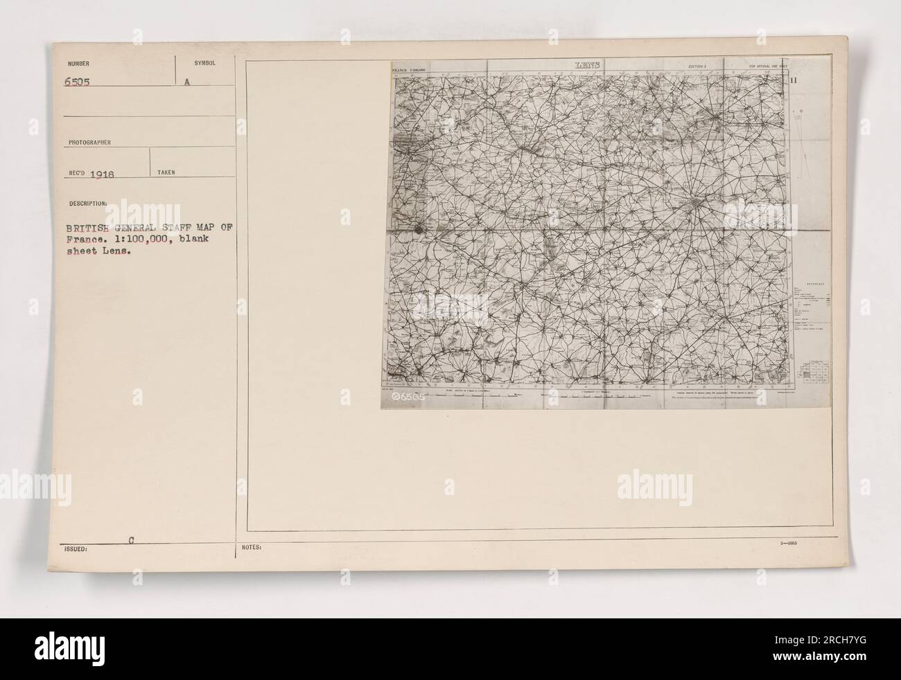 British general staff map of France, taken in 1918. The map is a 1: ...