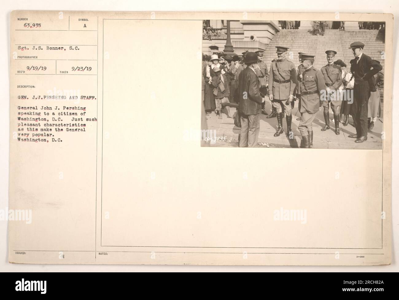 Gen. J. J Pershing and Staff. General John J. Pershing conversing with ...