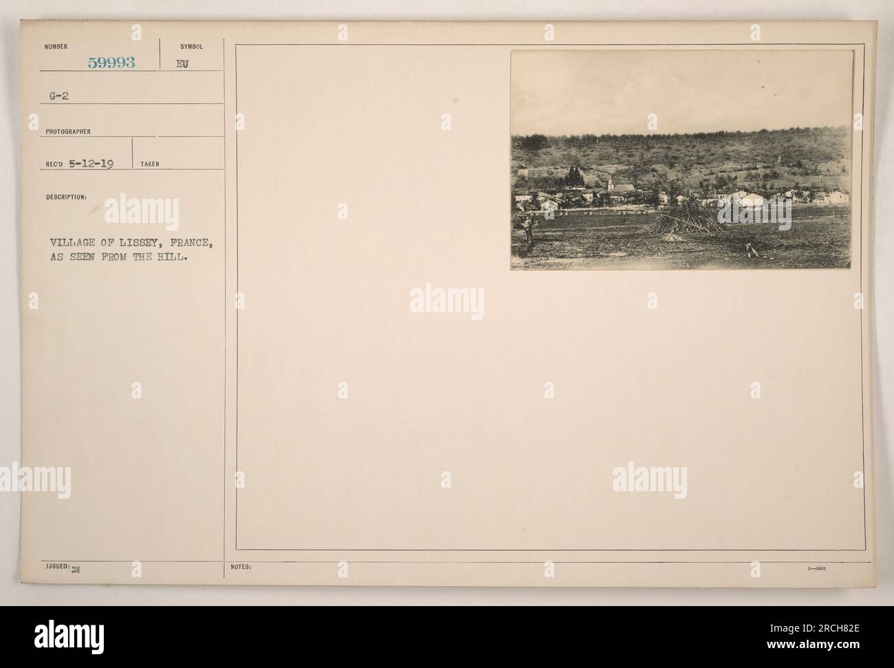 View of the village of Lissey, France, from Hill Number 59993. The ...