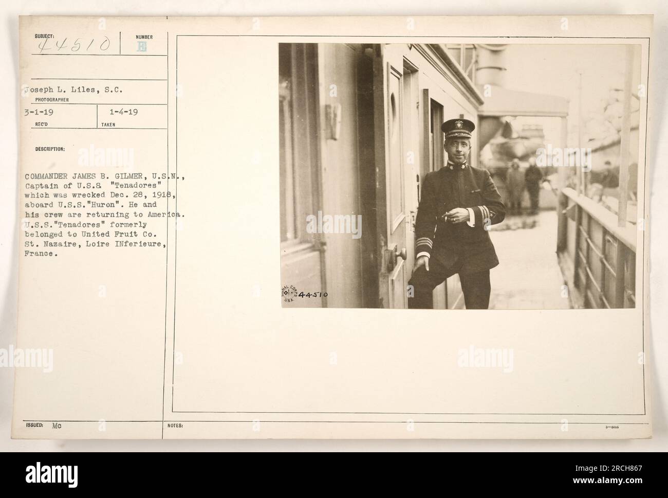 Captain James B. Gilmer, U.S.N., commander of the U.S.S. "Tenadores ...