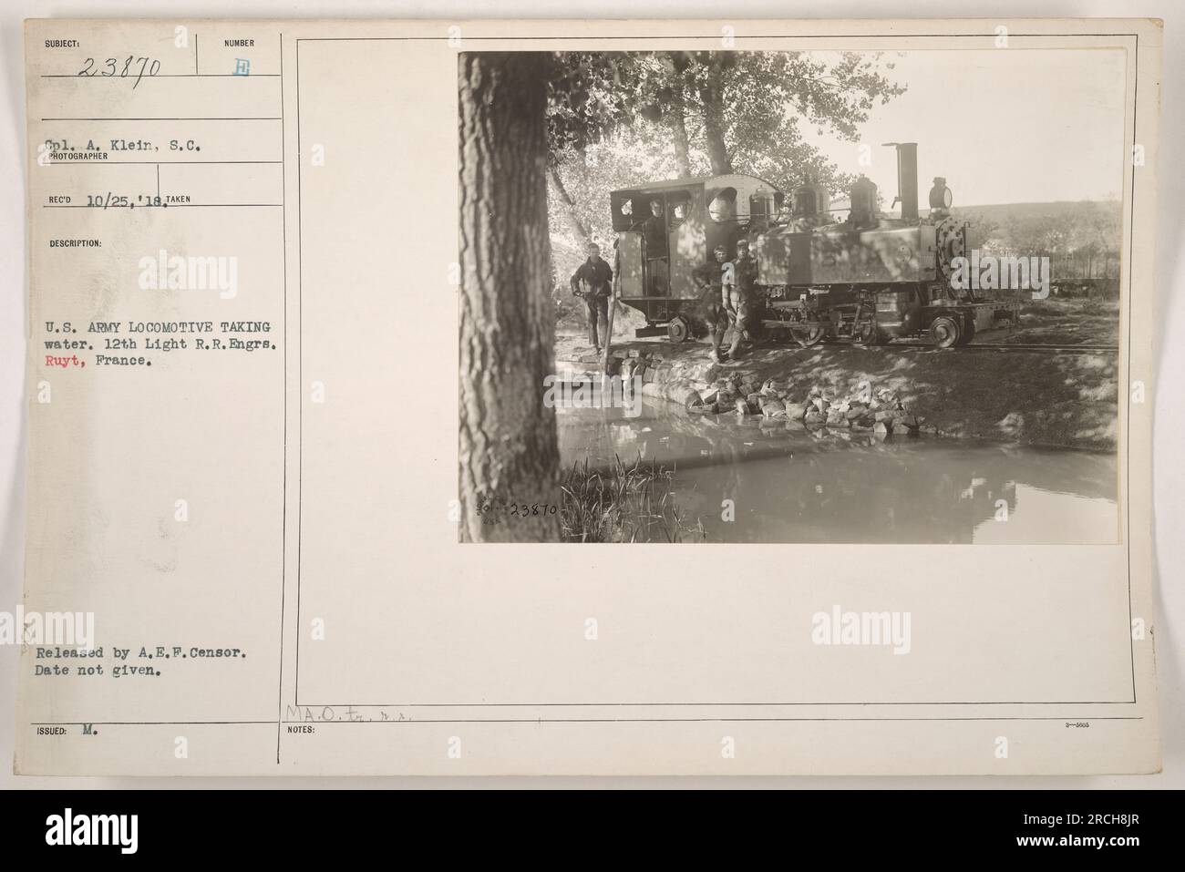Soldiers gather around a U.S. Army locomotive in Ruyt, France during ...