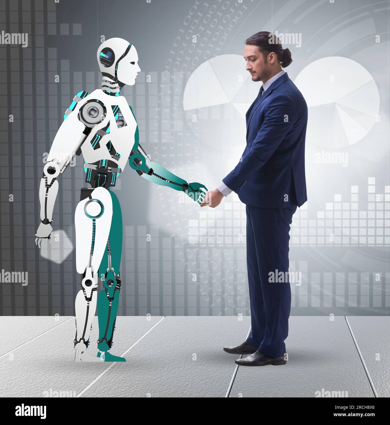 The concept of cooperation between humans and robots Stock Photo - Alamy
