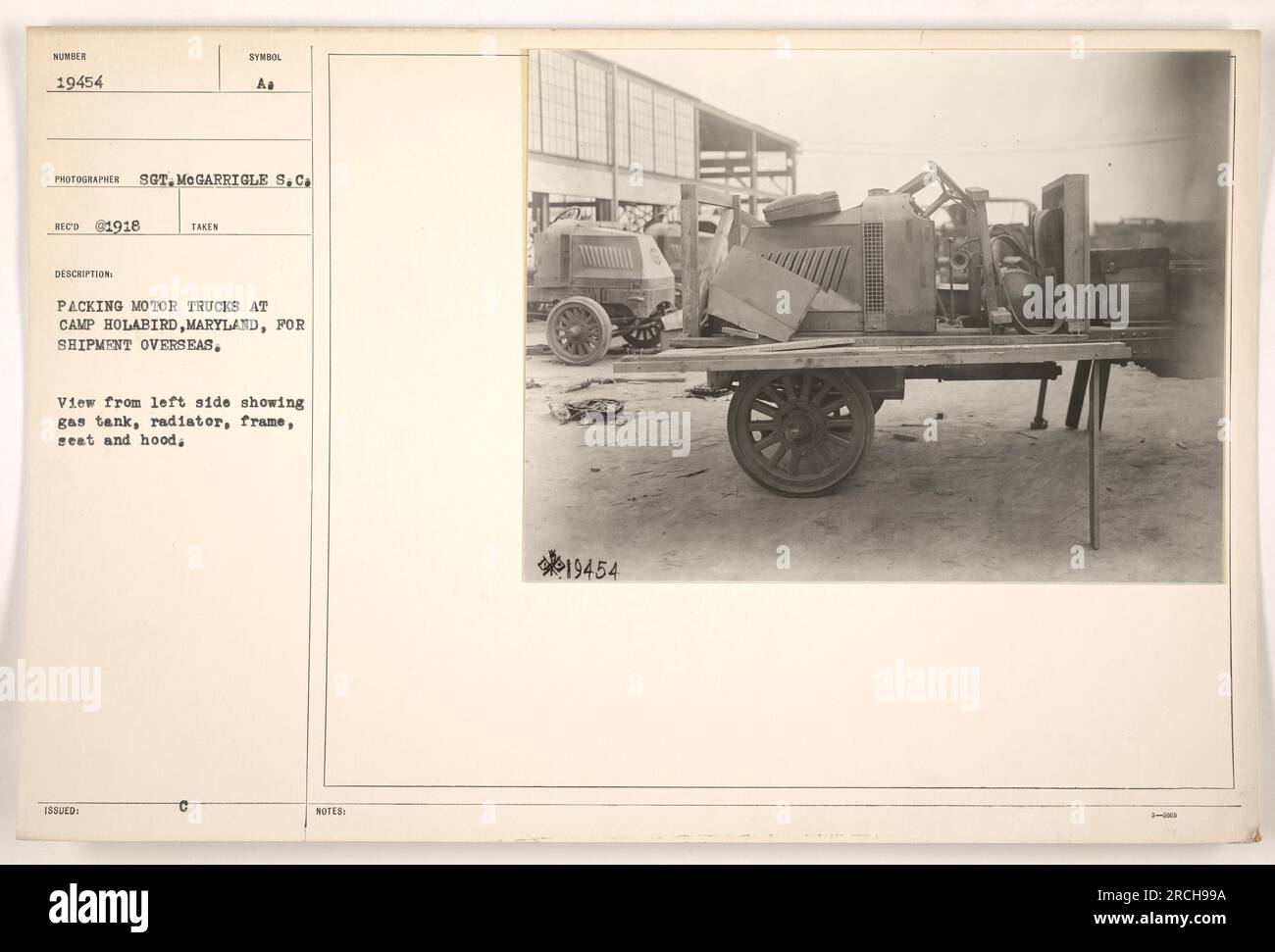 A photograph taken in 1918 at Camp Holabird, Maryland, showing soldiers ...