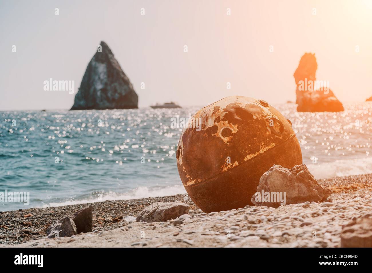 Old rusty sea mine on the beach Stock Photo - Alamy