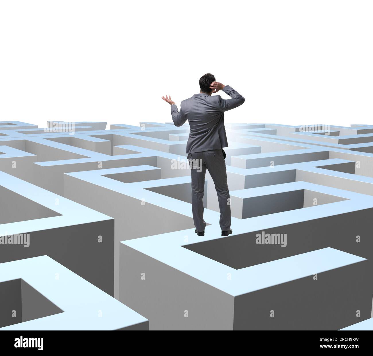 The businessman trying to escape from maze Stock Photo - Alamy