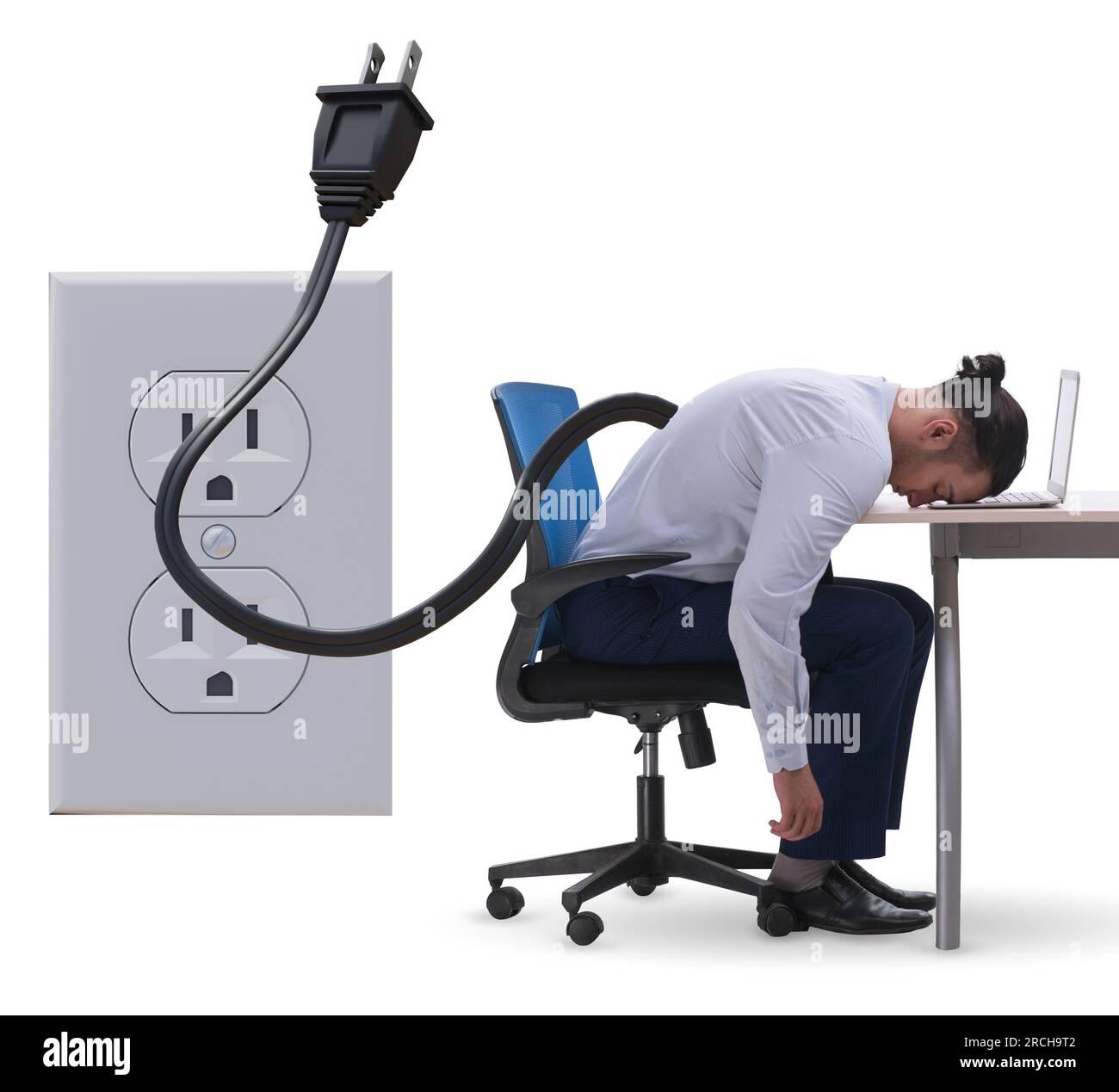 The businessman losing energy to work Stock Photo - Alamy