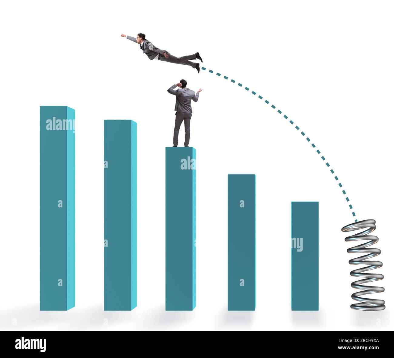 The businessman outperforming his competition jumping over Stock Photo ...
