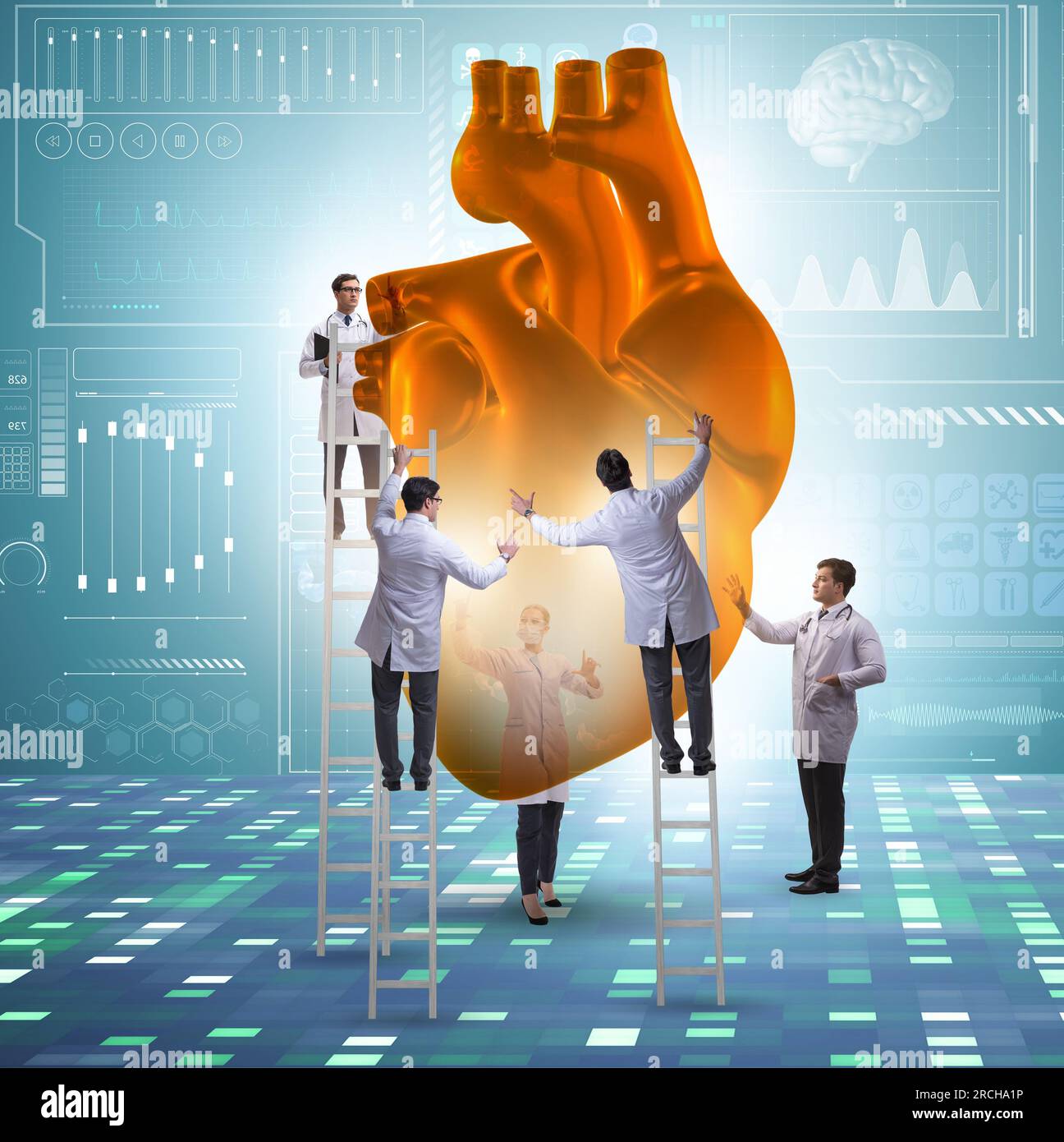 The heart examination by a team of doctors Stock Photo - Alamy