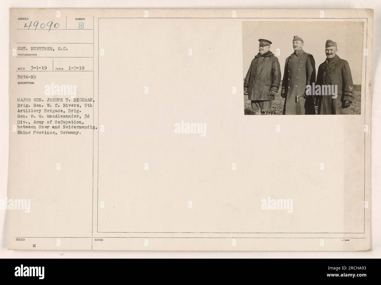 Major General Joseph T. Dickman and Brigadier Generals W.C. Rivers and ...