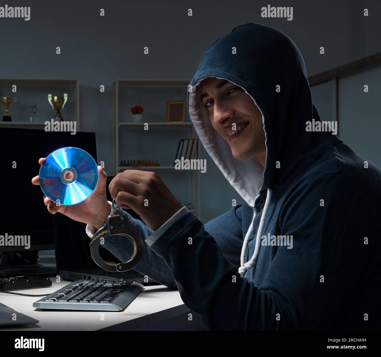 The hacker hacking computer at night Stock Photo - Alamy