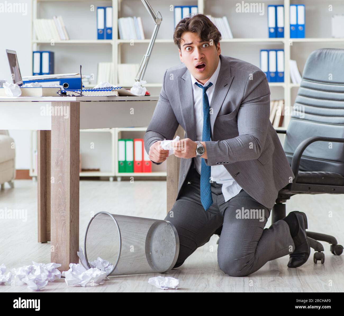 The angry businessman shocked working in the office fired sacked Stock ...