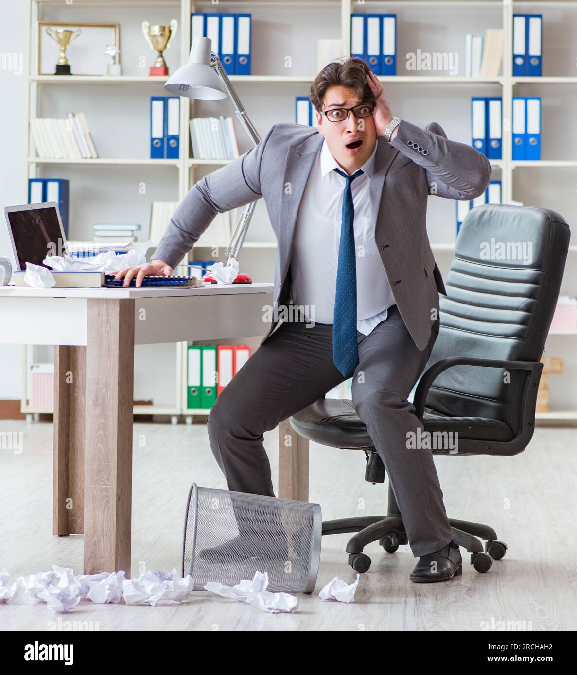 The angry businessman shocked working in the office fired sacked Stock ...