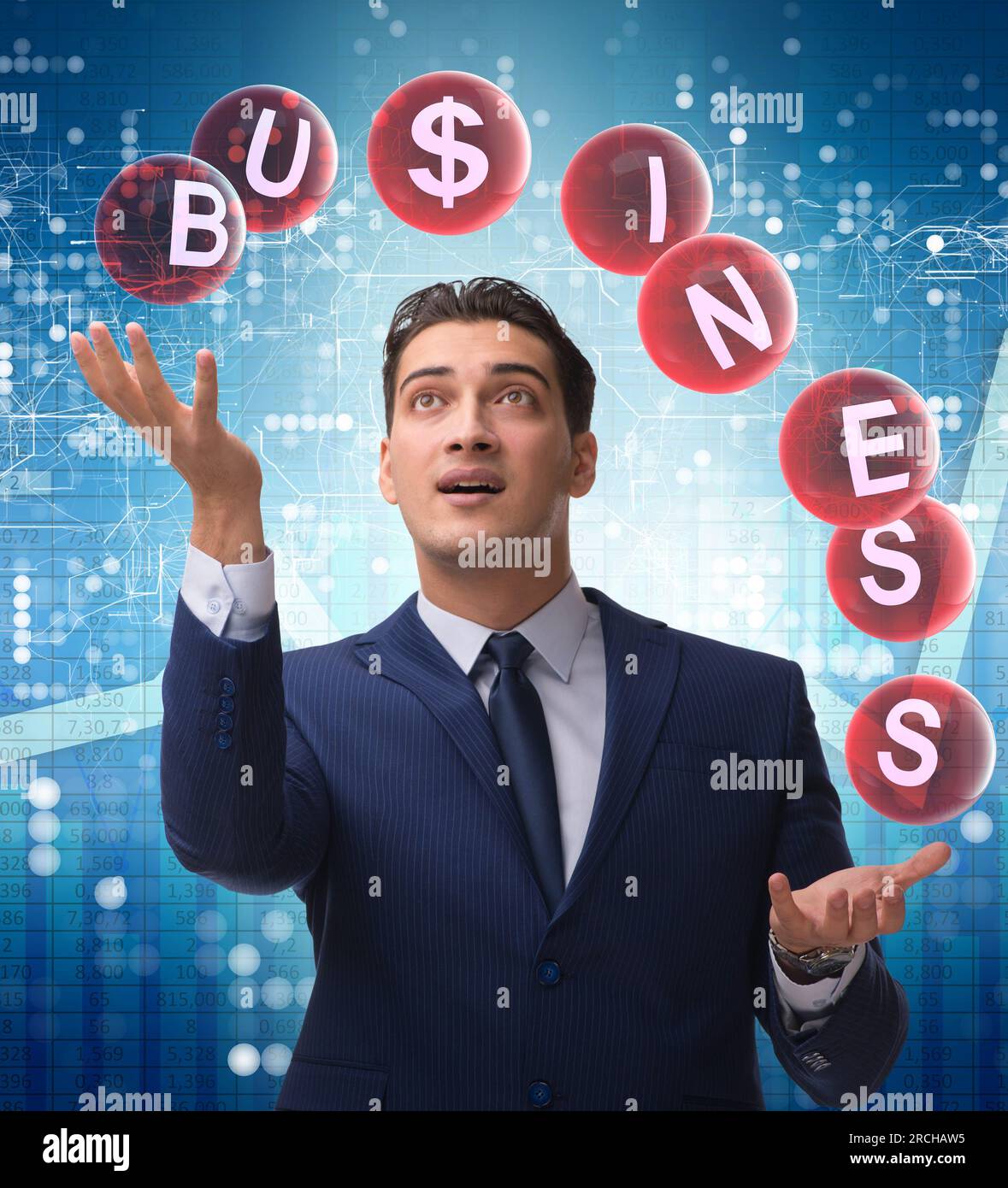 The businessman juggling between various priorities in business Stock ...