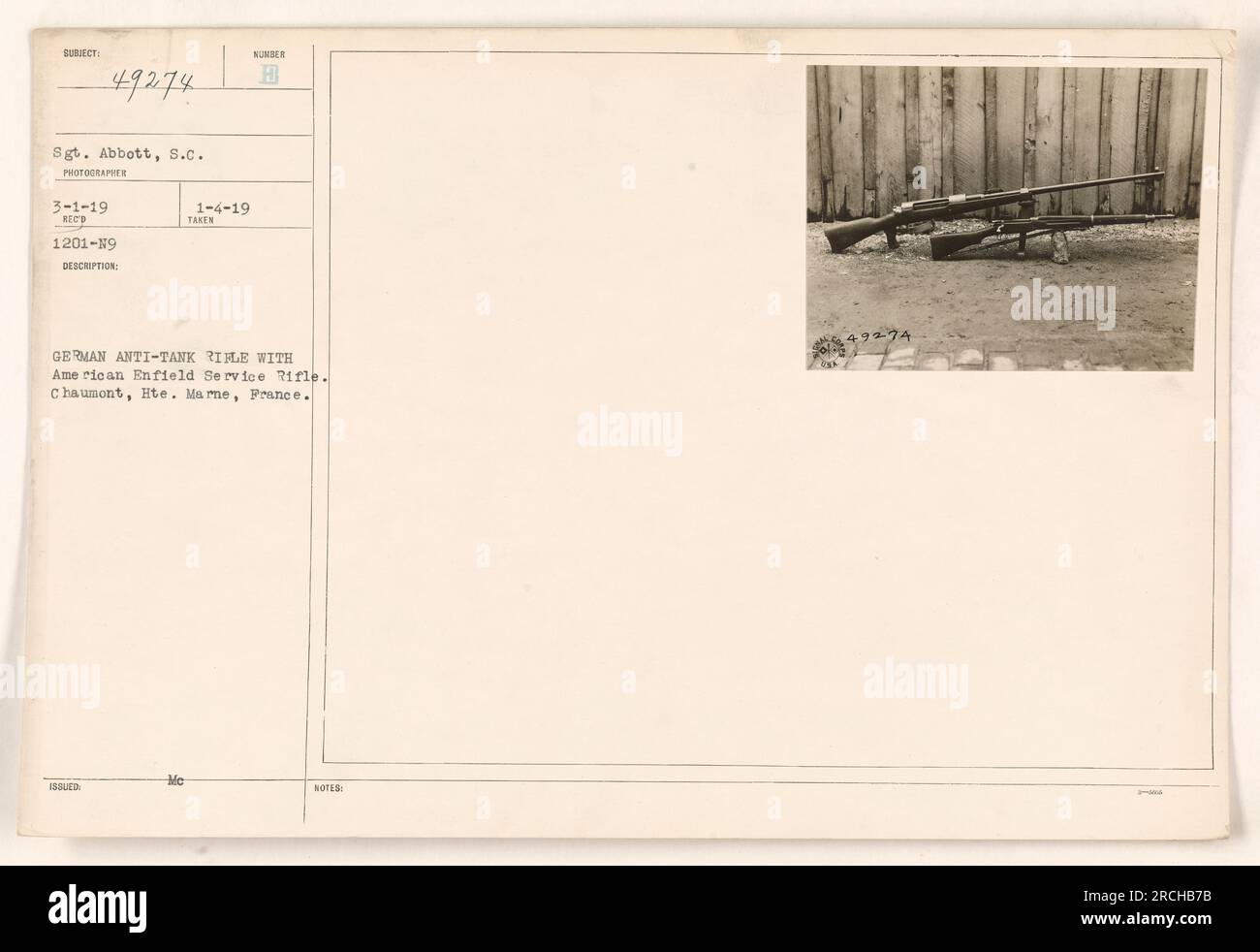 German anti-tank rifle with American Enfield Service Rifle is pictured ...