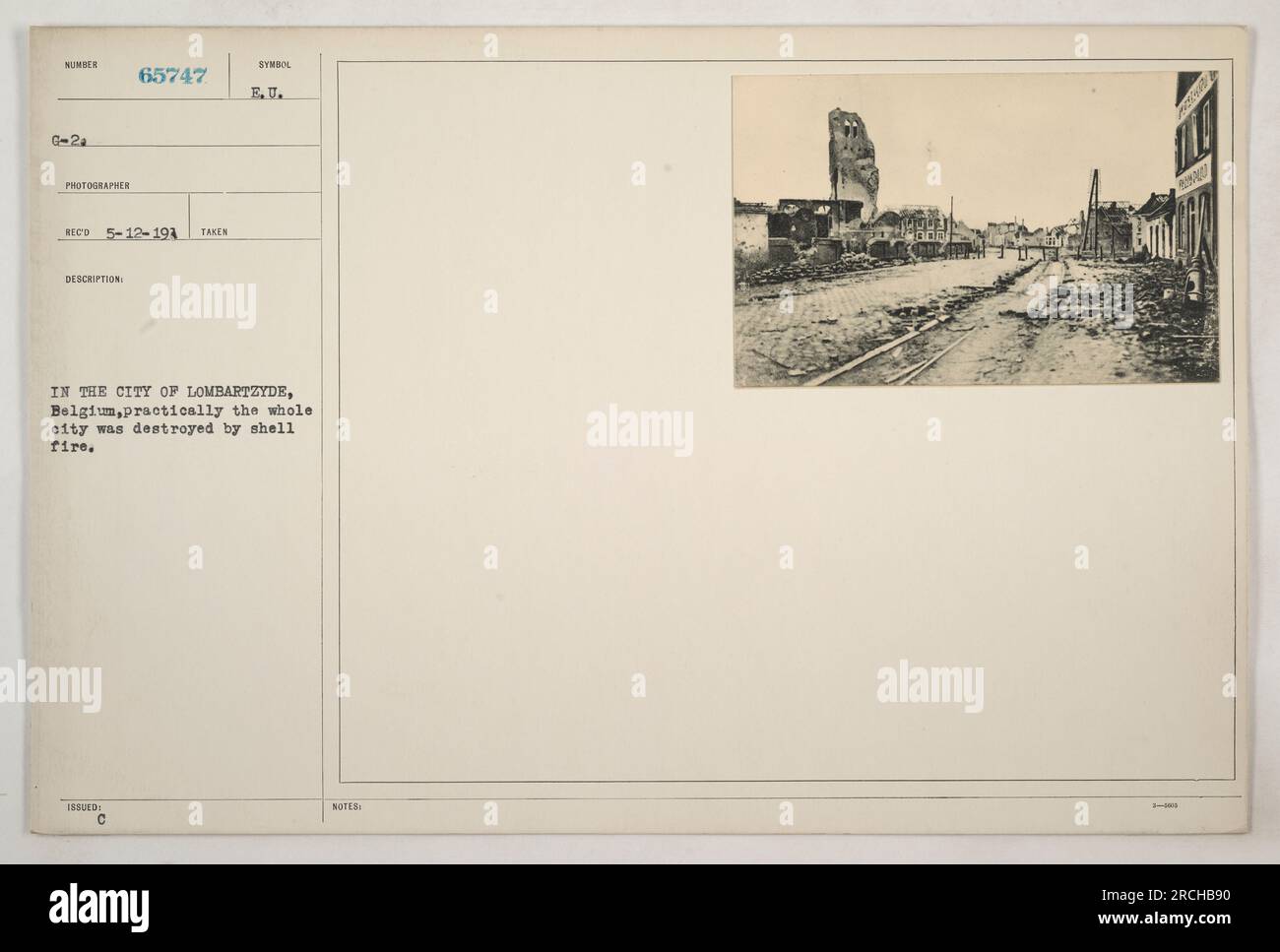 A photograph showing the devastating aftermath of shell fire in the ...