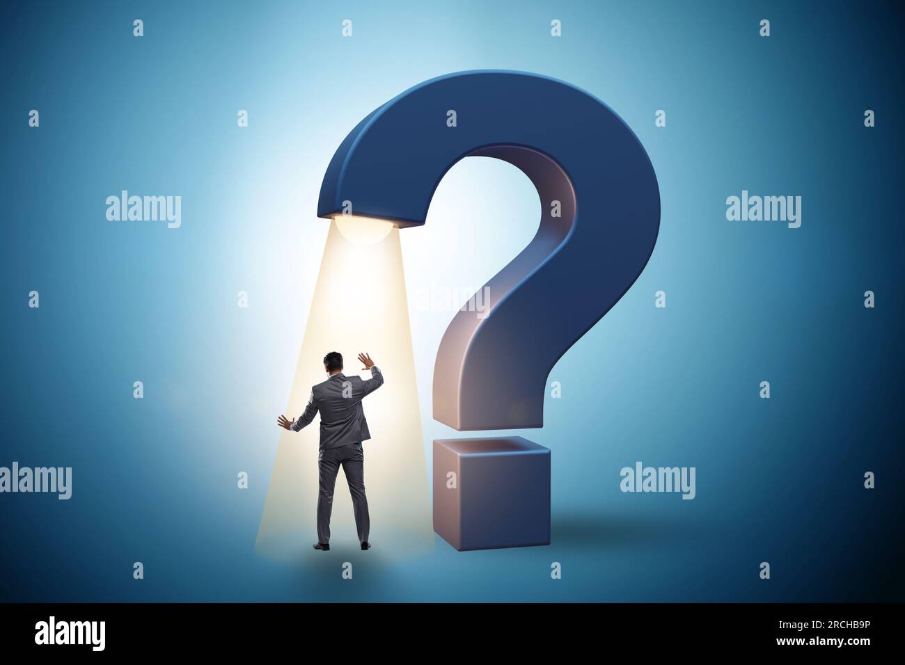 Concept with question mark and the businessman Stock Photo - Alamy