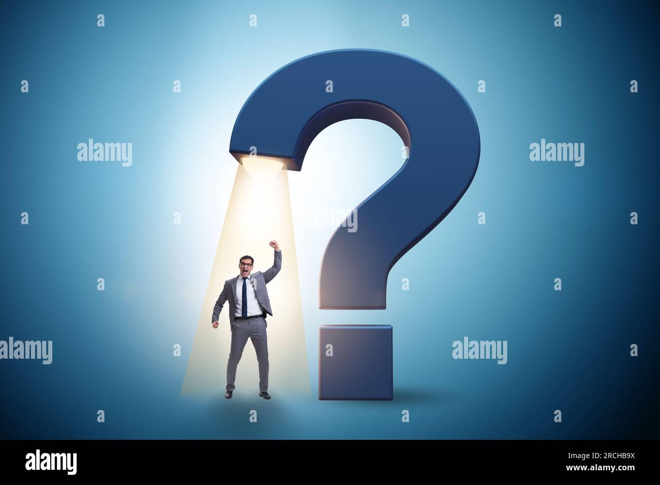 Concept with question mark and the businessman Stock Photo - Alamy