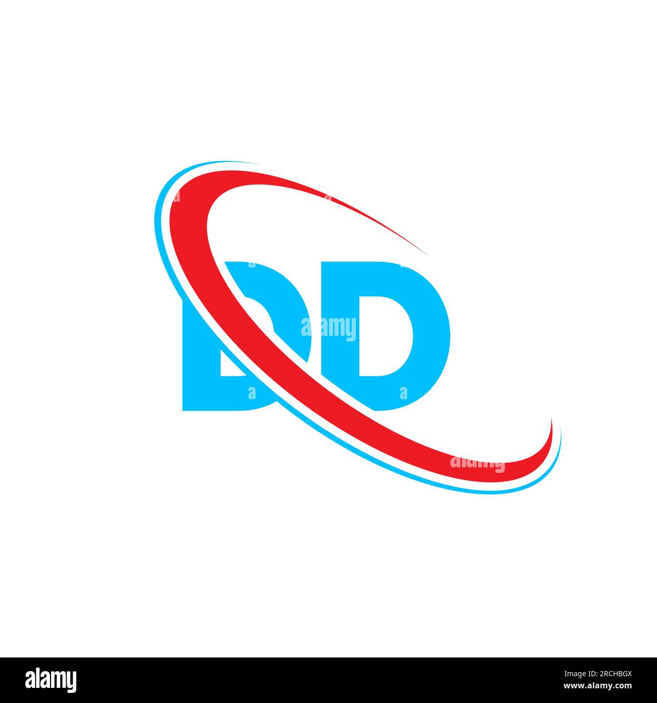 DD D D letter logo design. Initial letter DD linked circle upercase monogram logo red and blue ...