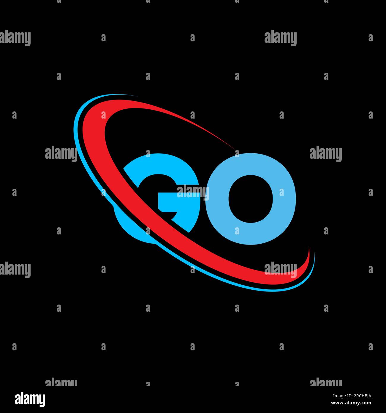 GO, G O letter logo design. Initial letter GO linked circle uppercase ...