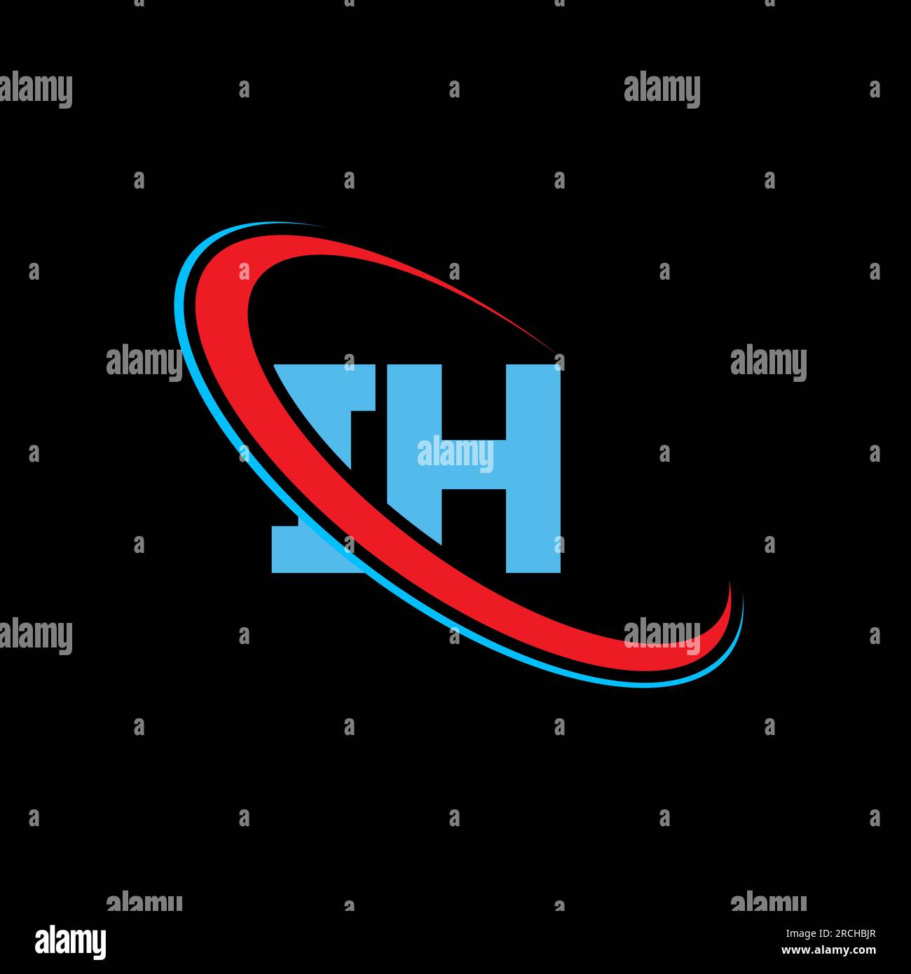 IH I H letter logo design. Initial letter IH linked circle uppercase ...
