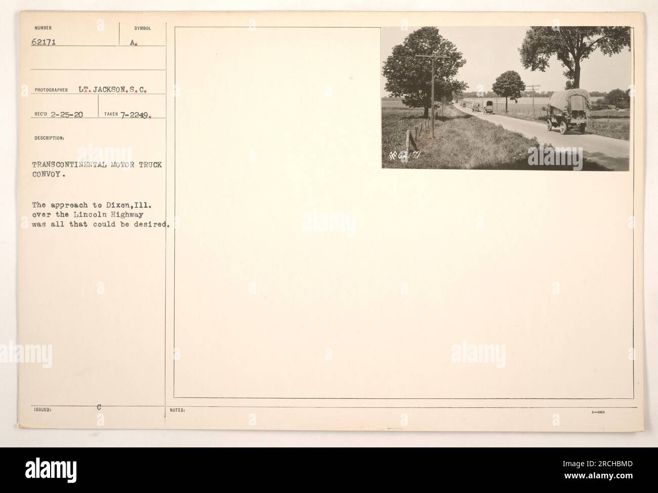 A convoy of transcontinental motor trucks approaching Dixon, Illinois ...