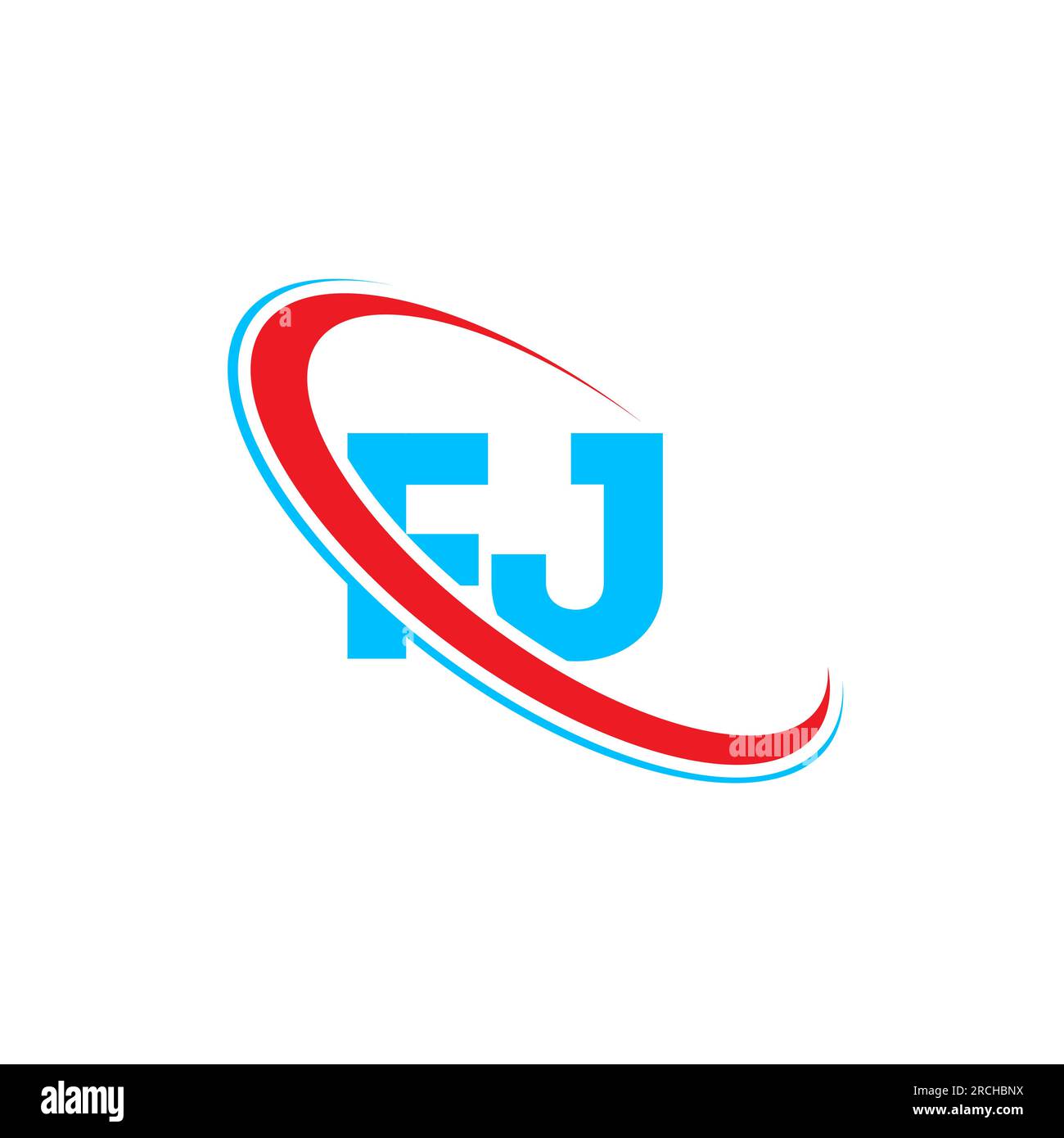 FJ F J letter logo design. Initial letter FJ linked circle upercase monogram logo red and blue ...