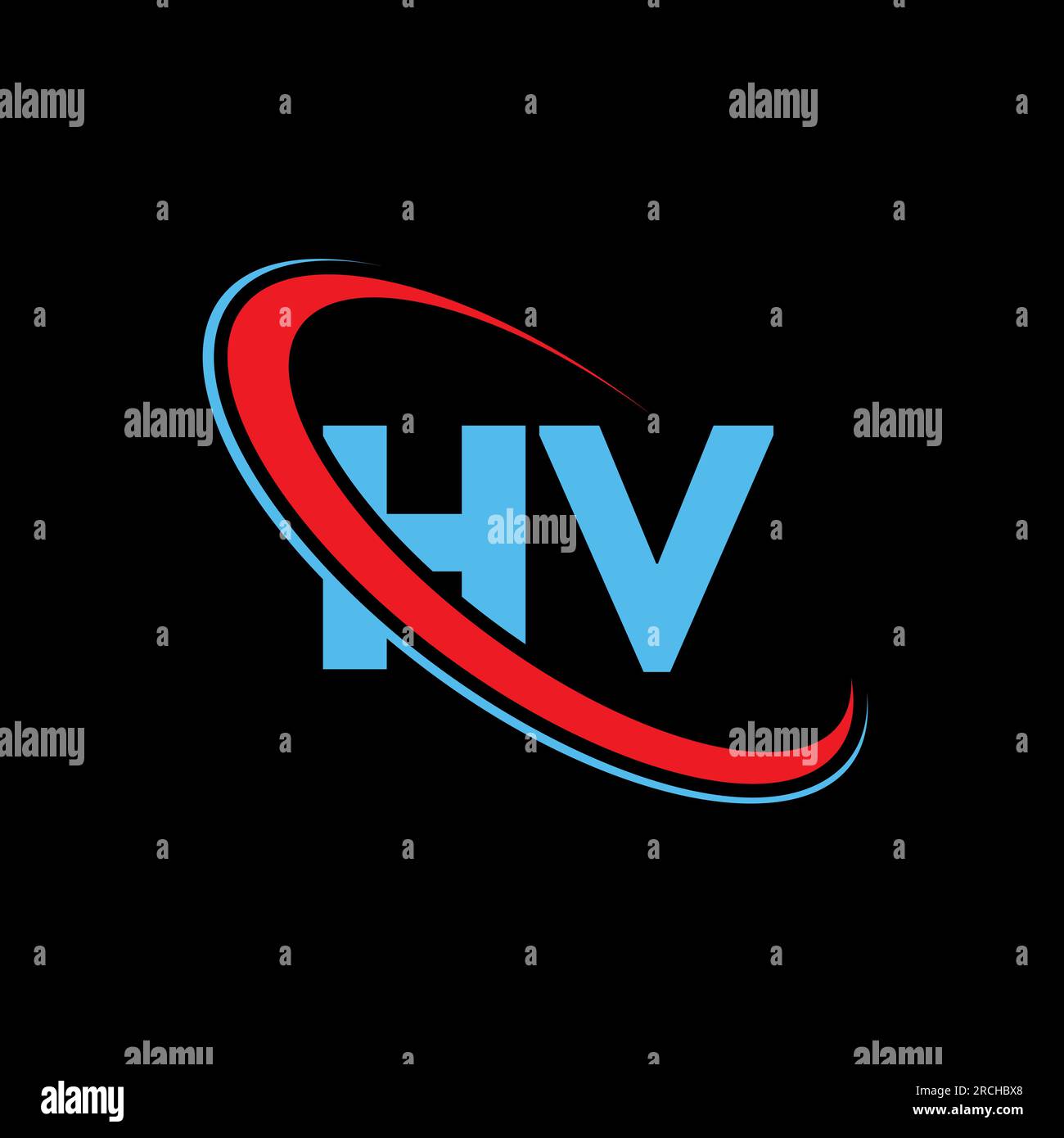 HV H V letter logo design. Initial letter HV linked circle upercase ...