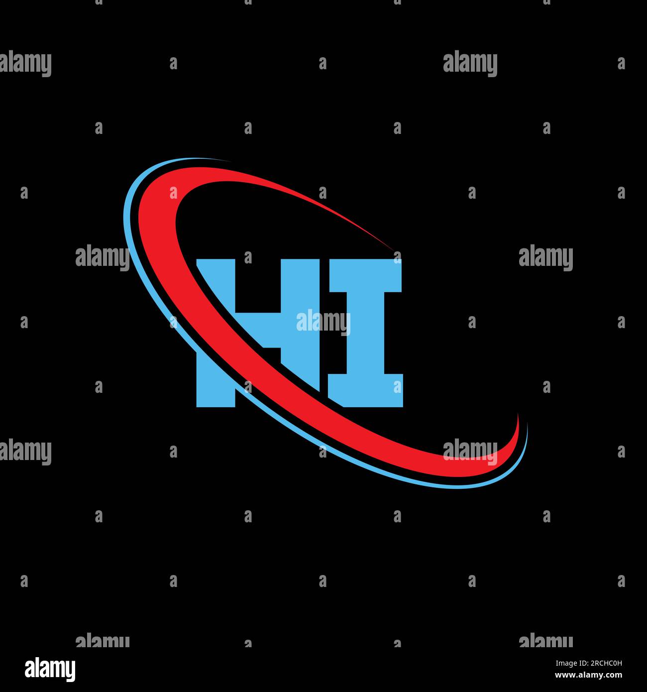HI H I letter logo design. Initial letter HI linked circle uppercase ...