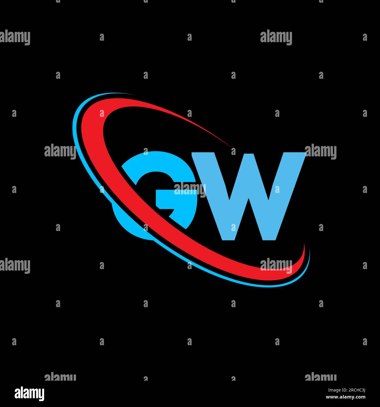 GW G W letter logo design. Initial letter GW linked circle upercase ...