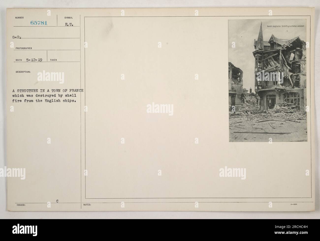 The image shows a structure in a town in France that was destroyed by ...