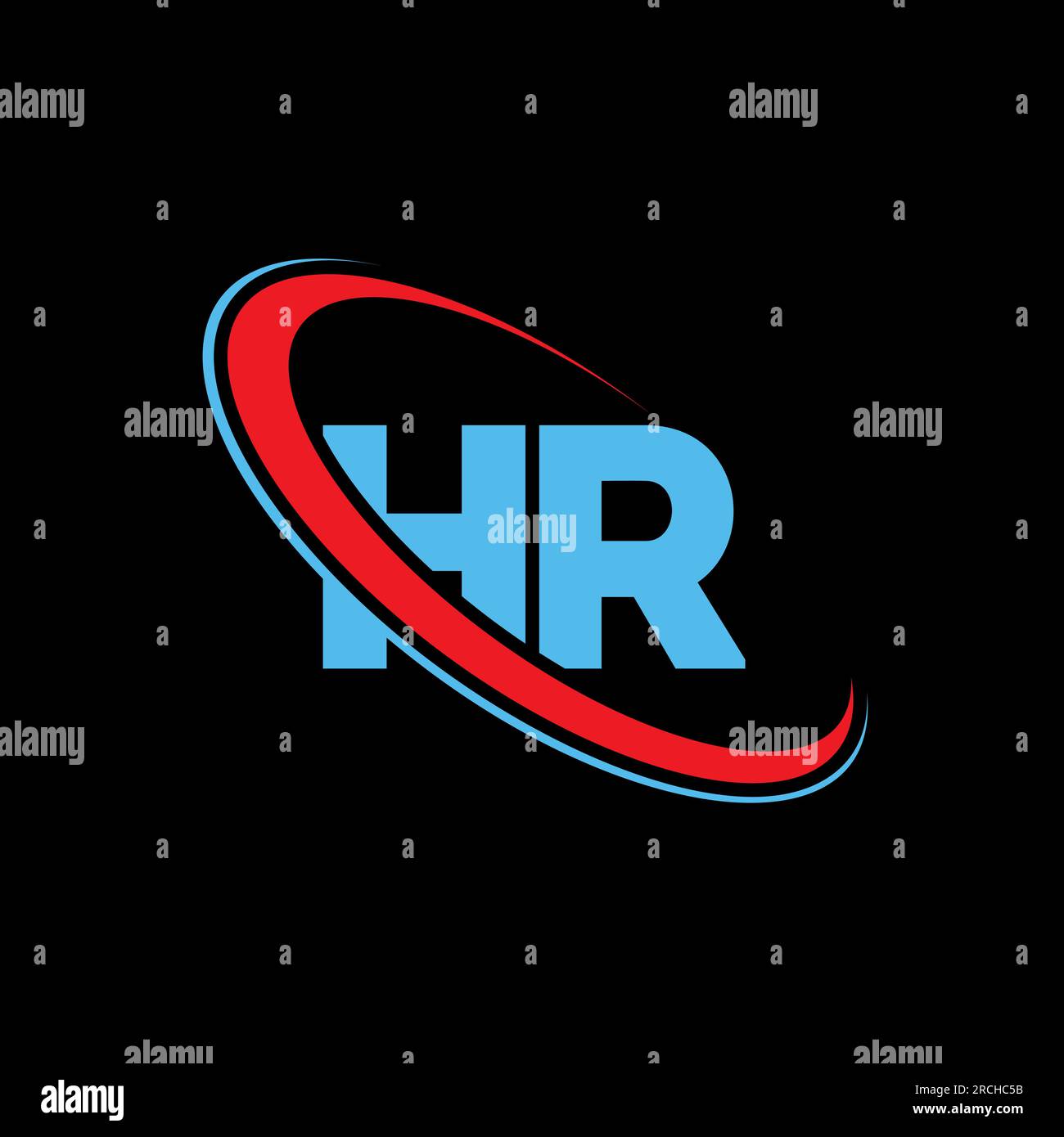 HR H R letter logo design. Initial letter HR linked circle upercase ...