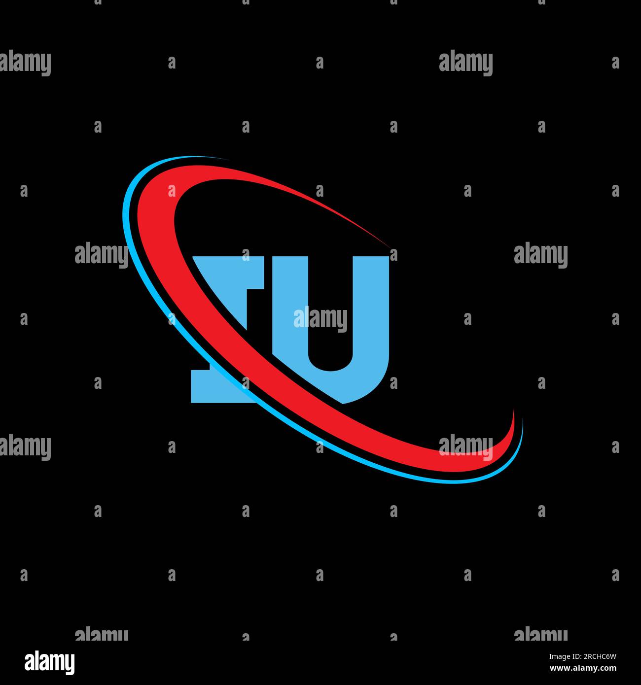 IU I U letter logo design. Initial letter IU linked circle upercase monogram logo red and blue ...